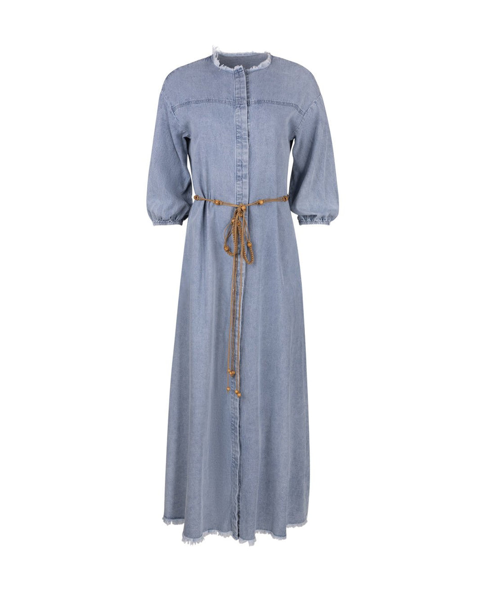 J BLEACH DENIM MAXI DRESS WITH BELT – Head Over Heels - Israel