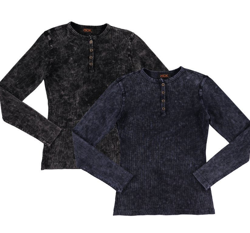 BGDK RIBBED STONE WASHED L/S HENLEY – Head Over Heels - Israel