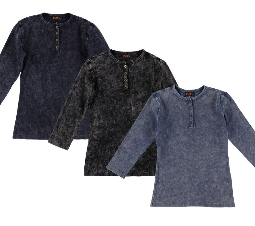 BGDK RIBBED STONE WASHED 3/4 SLEEVE HENLEY – Head Over Heels - Israel